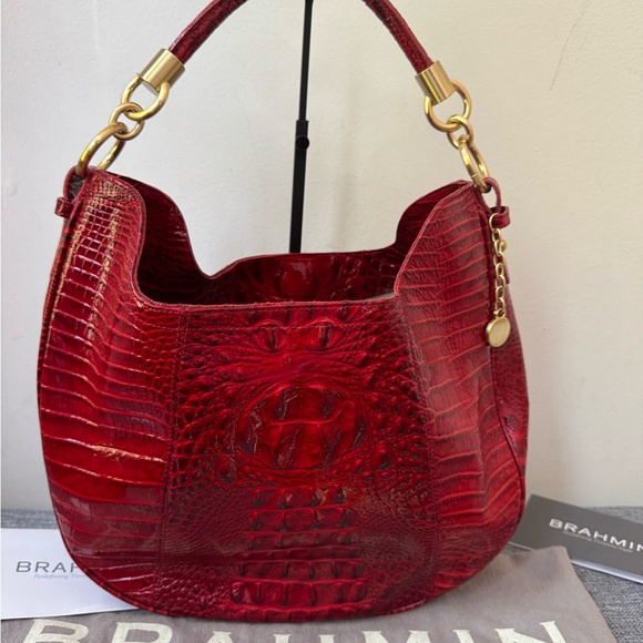 Brahmin | Bags | Brahmin Vintage Red Crocodile Embossed Hobo Bag | Poshmark